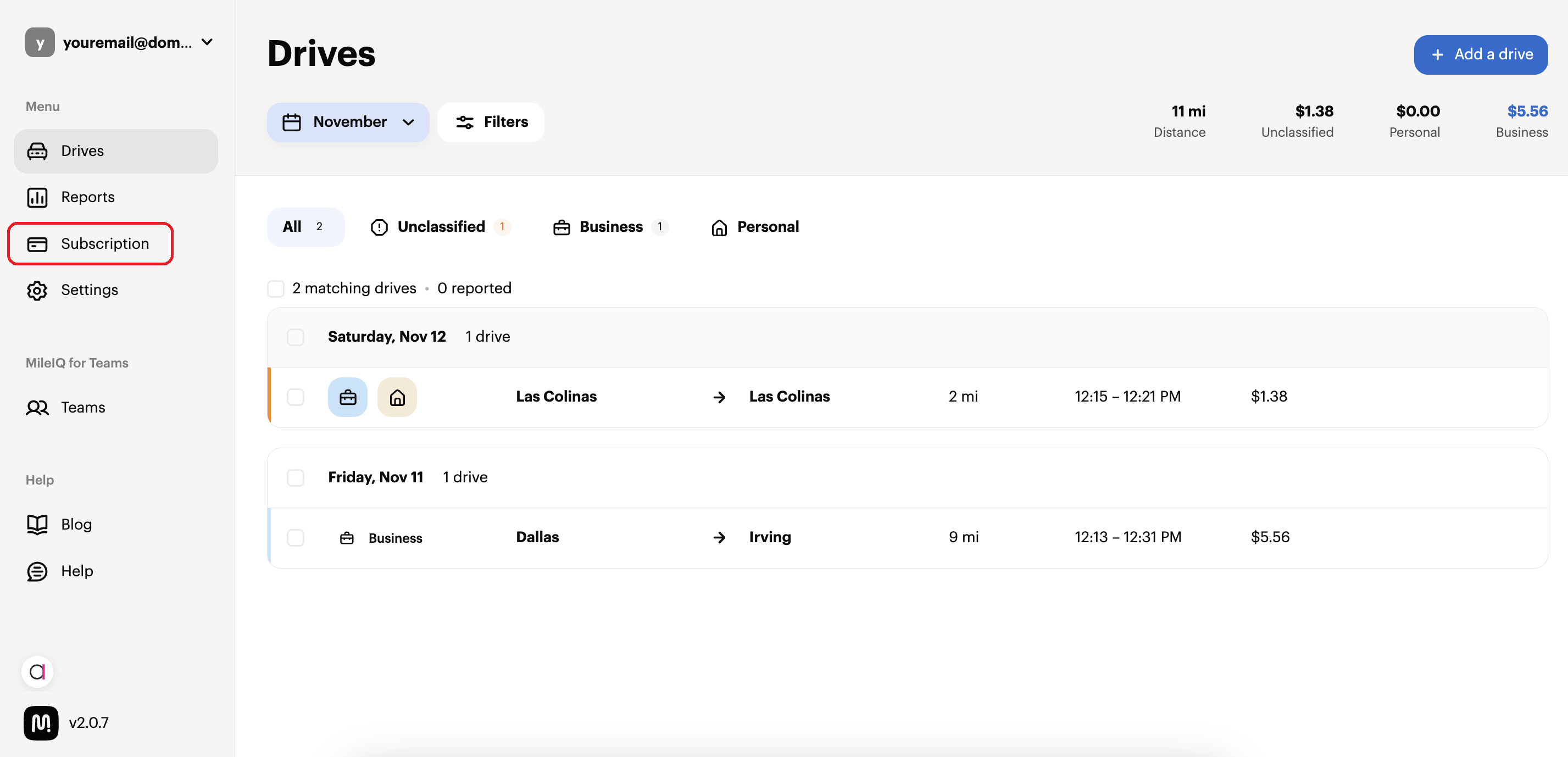 How to upgrade to an Unlimited drives subscription – MileIQ