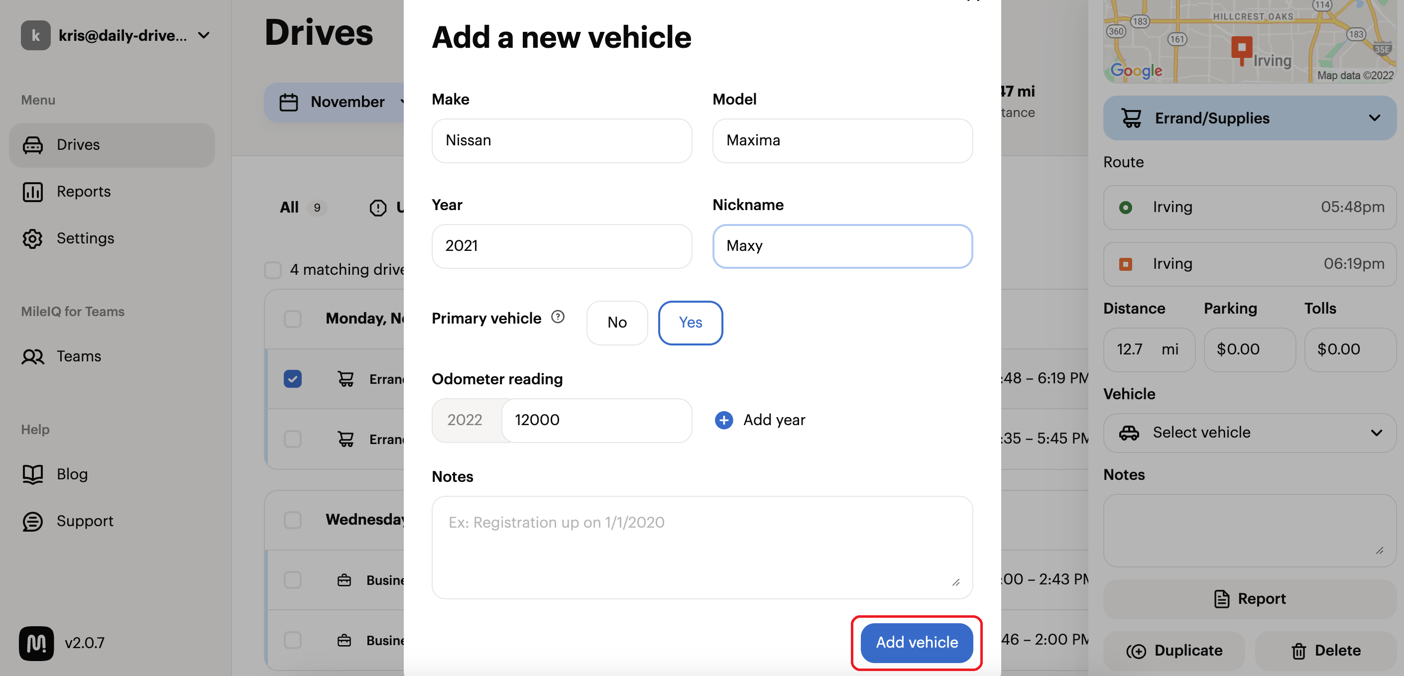 How to Add Vehicles and Odometer Readings – MileIQ