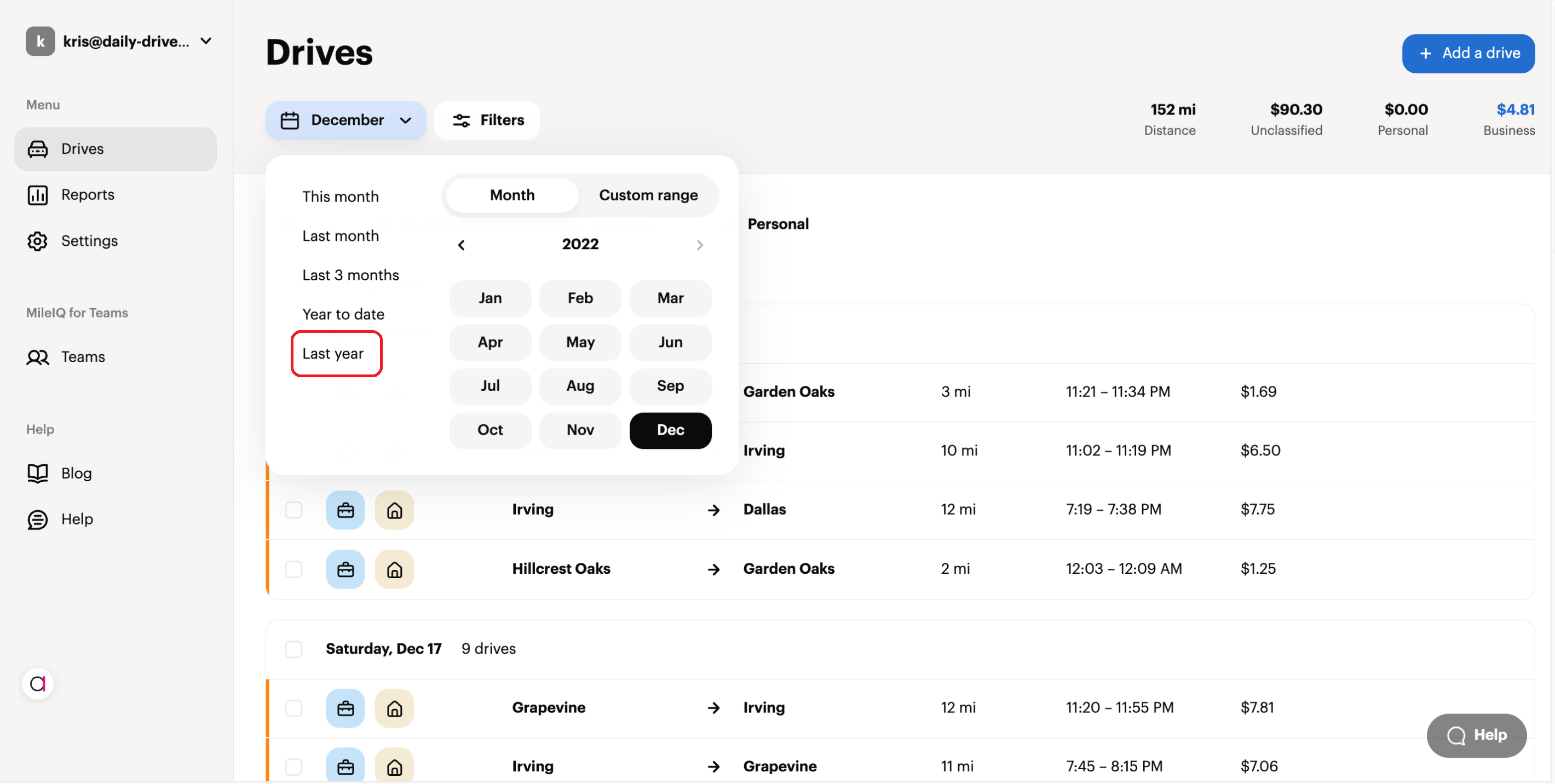 How to run a Yearly Report – MileIQ