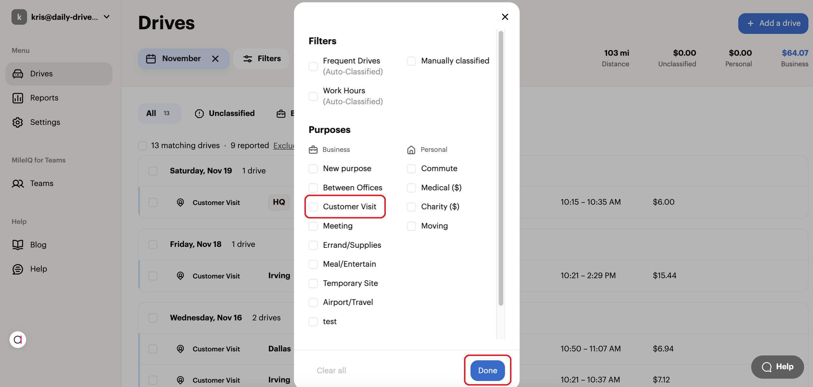 How to create a Report – MileIQ