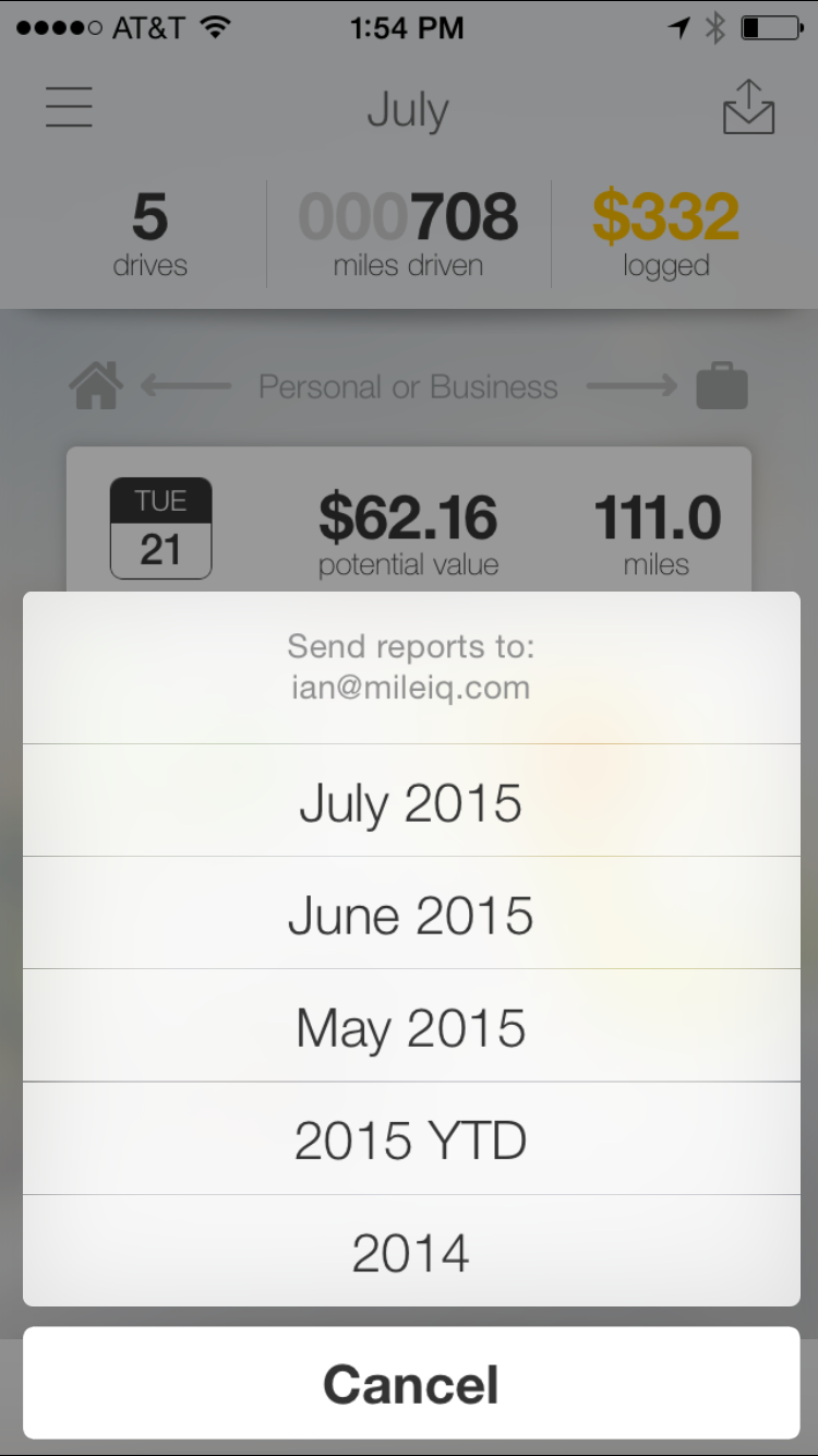 Generating Mobile Reports – MileIQ